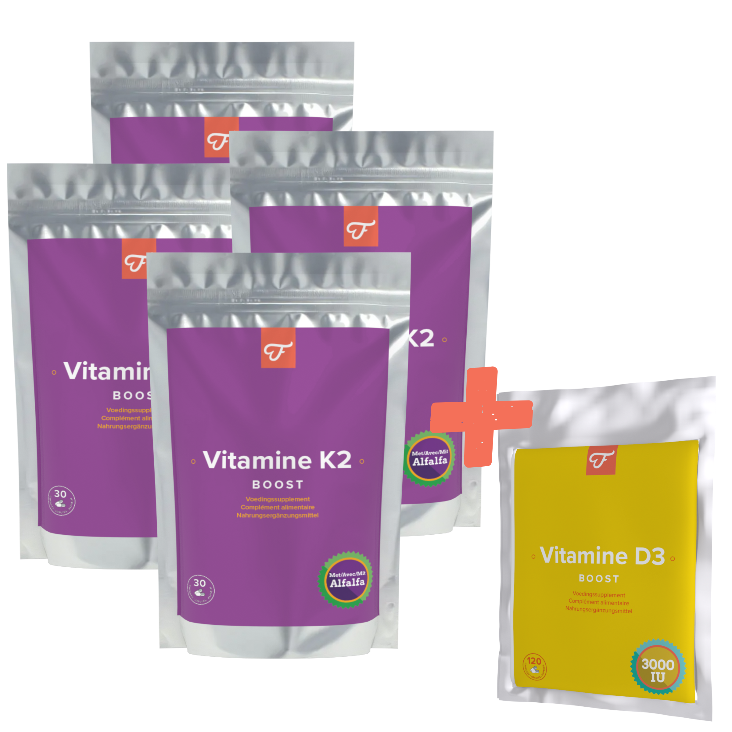 4x Vitamine K2 Boost + Vitamine D3 Boost - Foodie